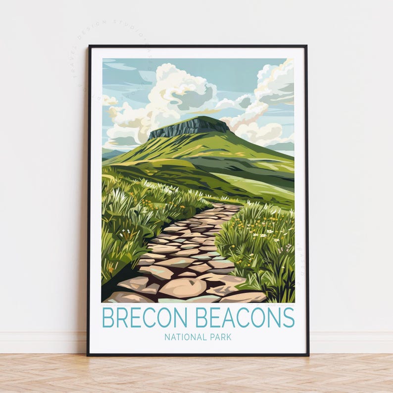 Brecon Beacons Travel Poster, Wales Wall Art, Brecon Beacons National ...