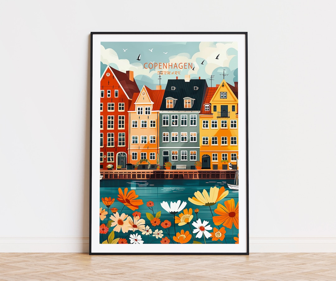 Copenhagen Travel Poster, Denmark Copenhagen Wall Art, Denmark City ...