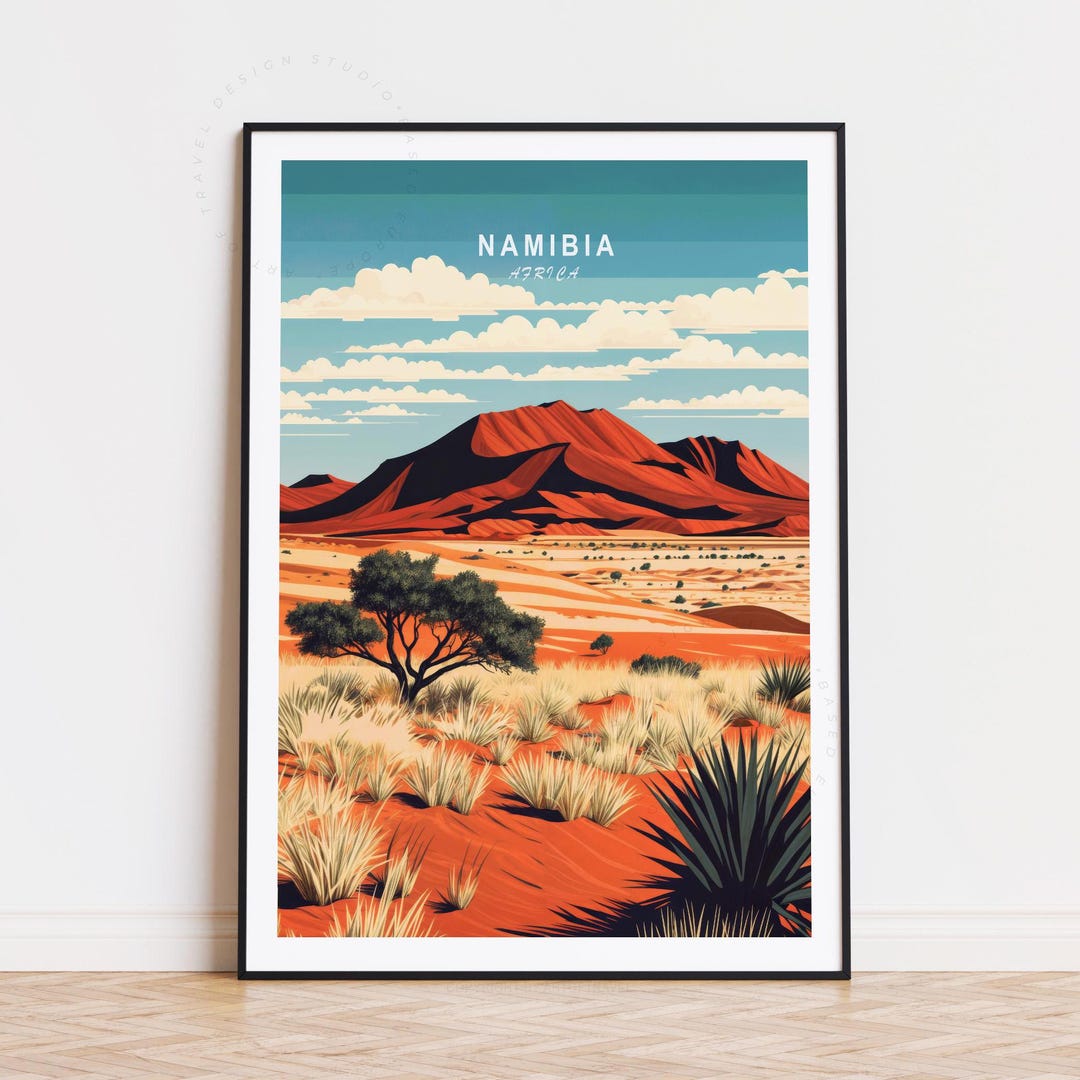 Namibia Travel Poster, Africa Wall Art, Namibia Southern Africa Print ...