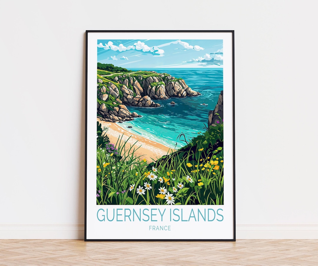 Guernsey Islands France Travel Poster, France Wall Art, Guernsey ...