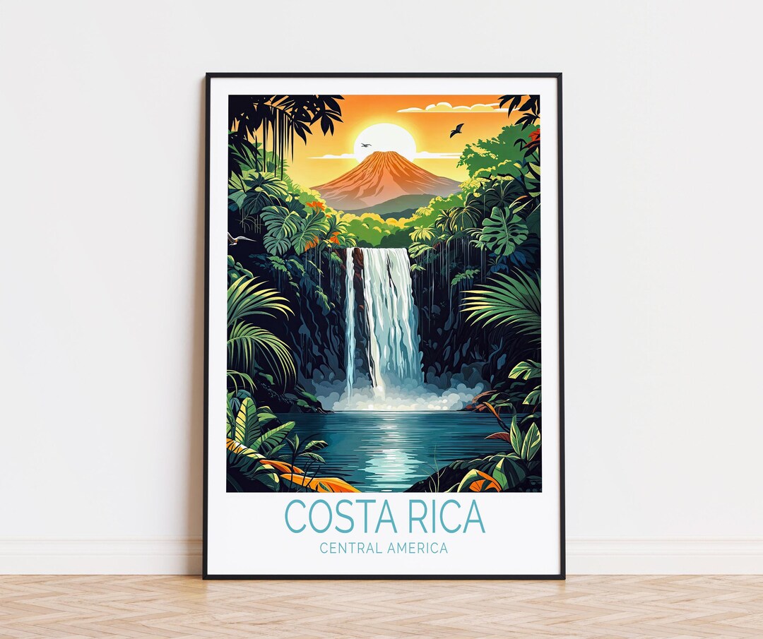 Costa Rica Travel Poster, Central America Wall Art, Costa Rica Sunset ...