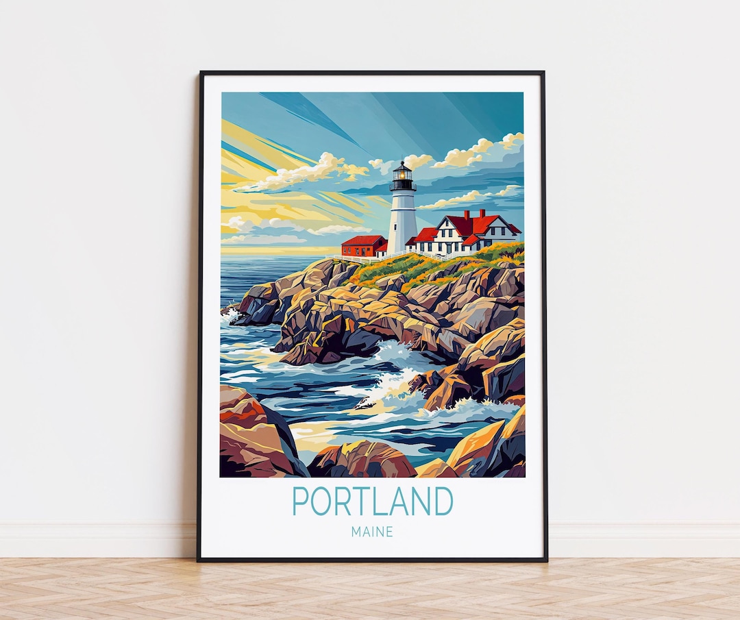 Portland Maine Travel Poster, Maine Wall Art, Portland Print, Wedding ...