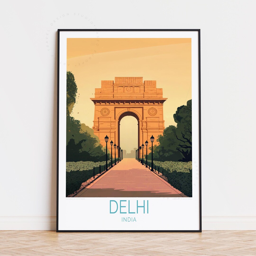 Delhi India Travel Poster, India Wall Art, Delhi India Gate Print, Home ...