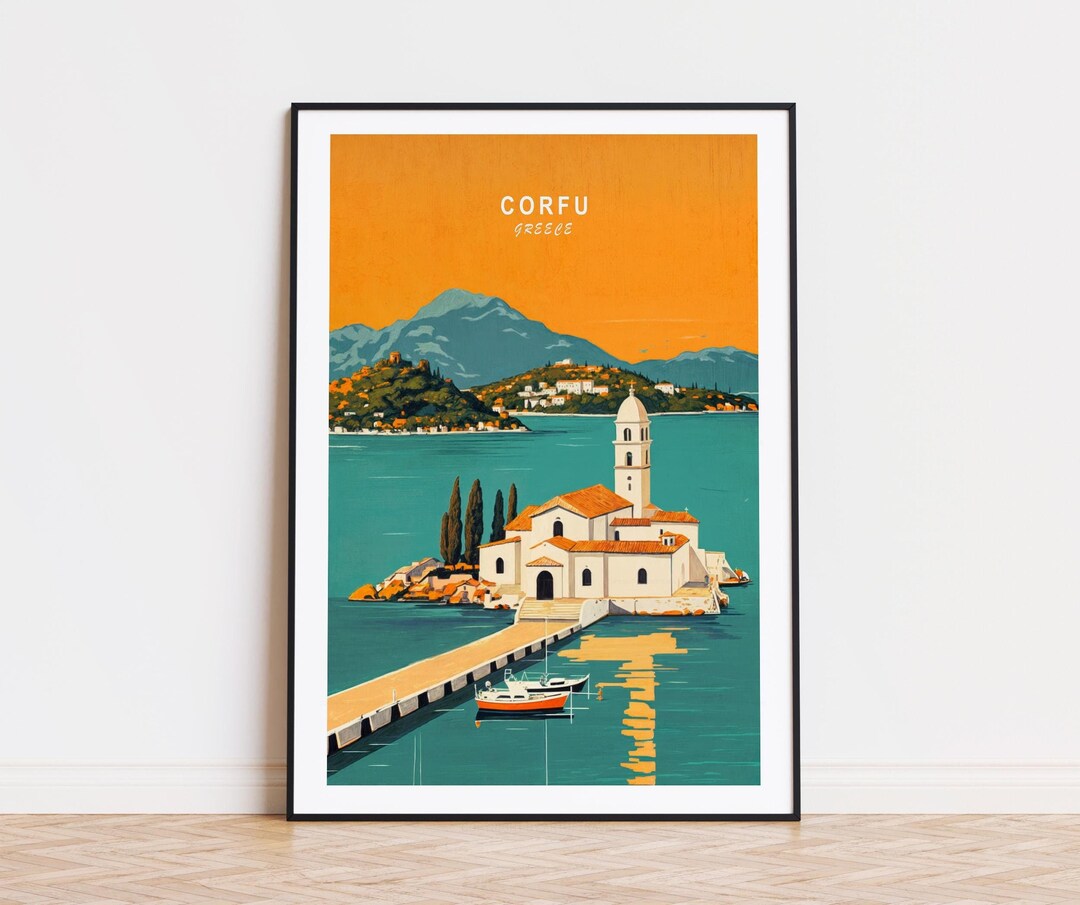 Corfu Greece Travel Poster, Greece Wall Art, Corfu Print, Home Decor ...