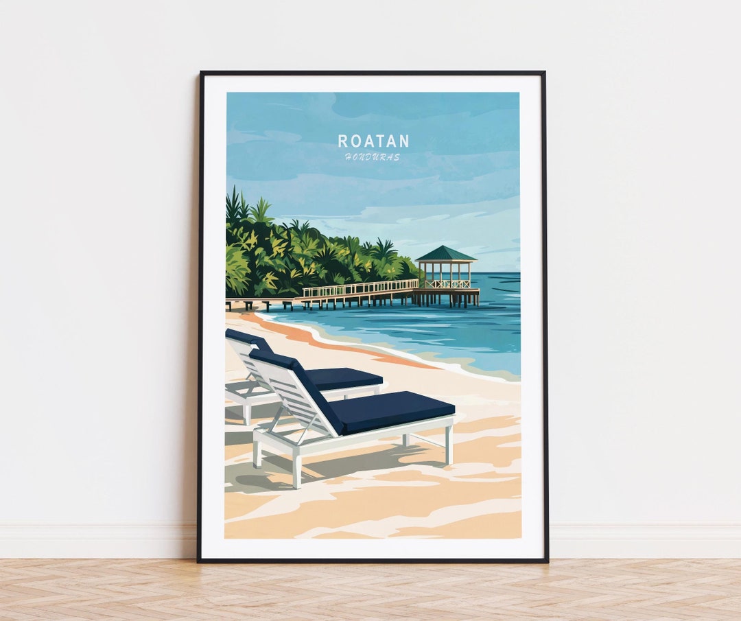 Roatan Honduras Travel Poster, Caribbean Wall Art, Roatan Print ...