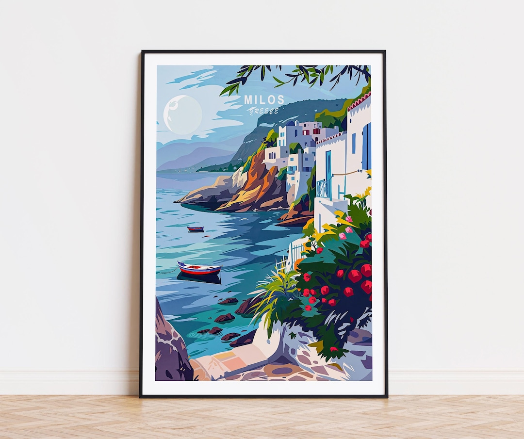 Milos Greece Travel Poster, Milos Print, Greece City Wall Art, Milos ...