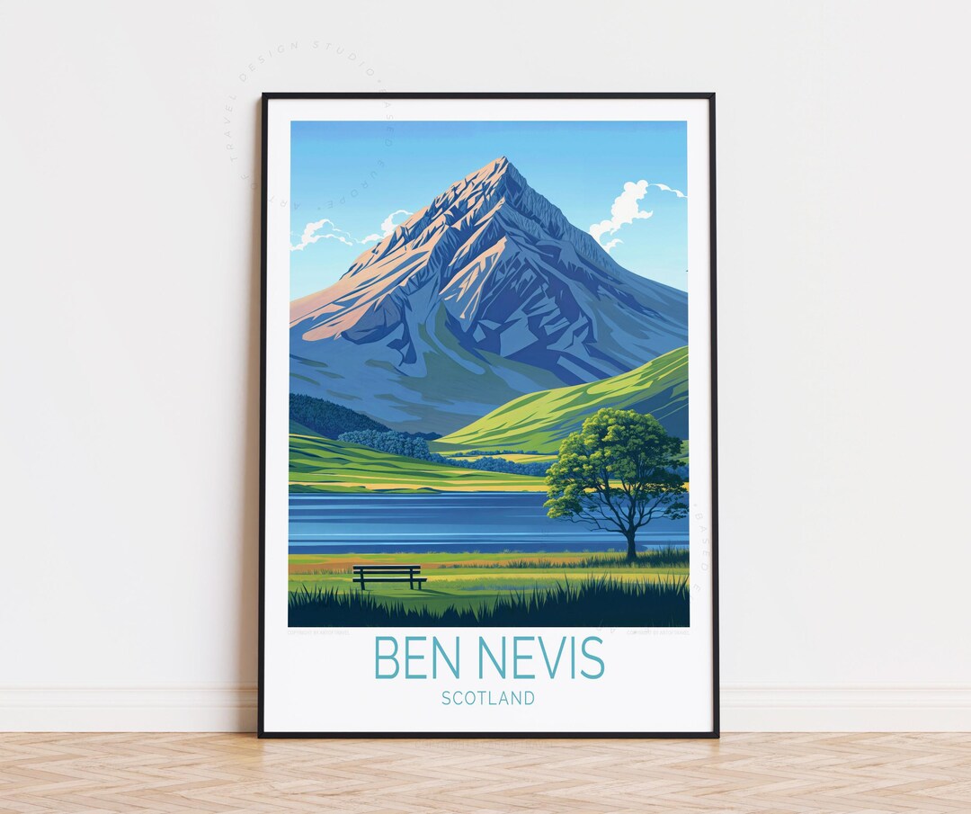 Ben Nevis Scotland Travel Poster, Scotland Wall Art, Ben Nevis Print ...