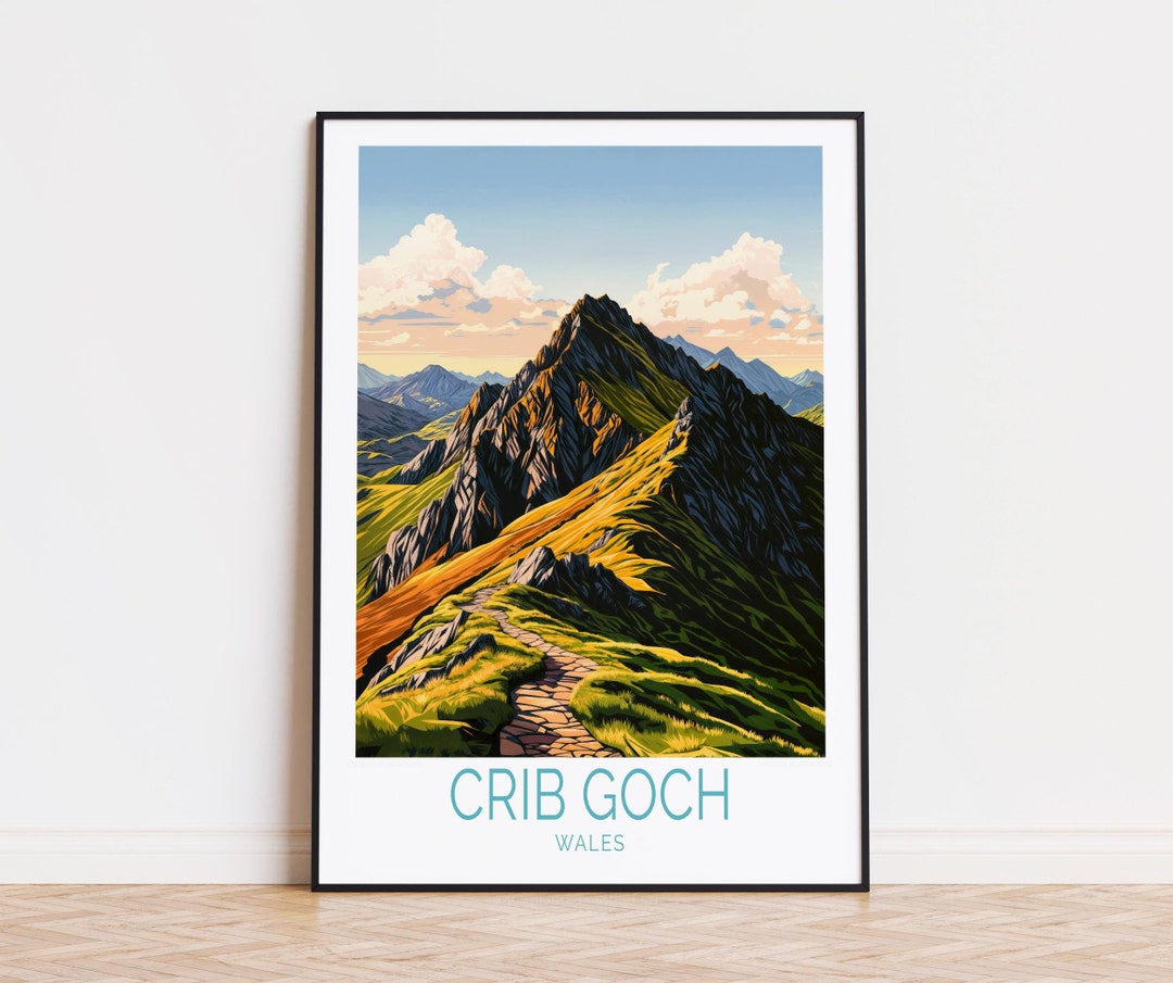 Crib Goch Travel Poster, Wales Wall Art, Snowdonia National Park Print ...