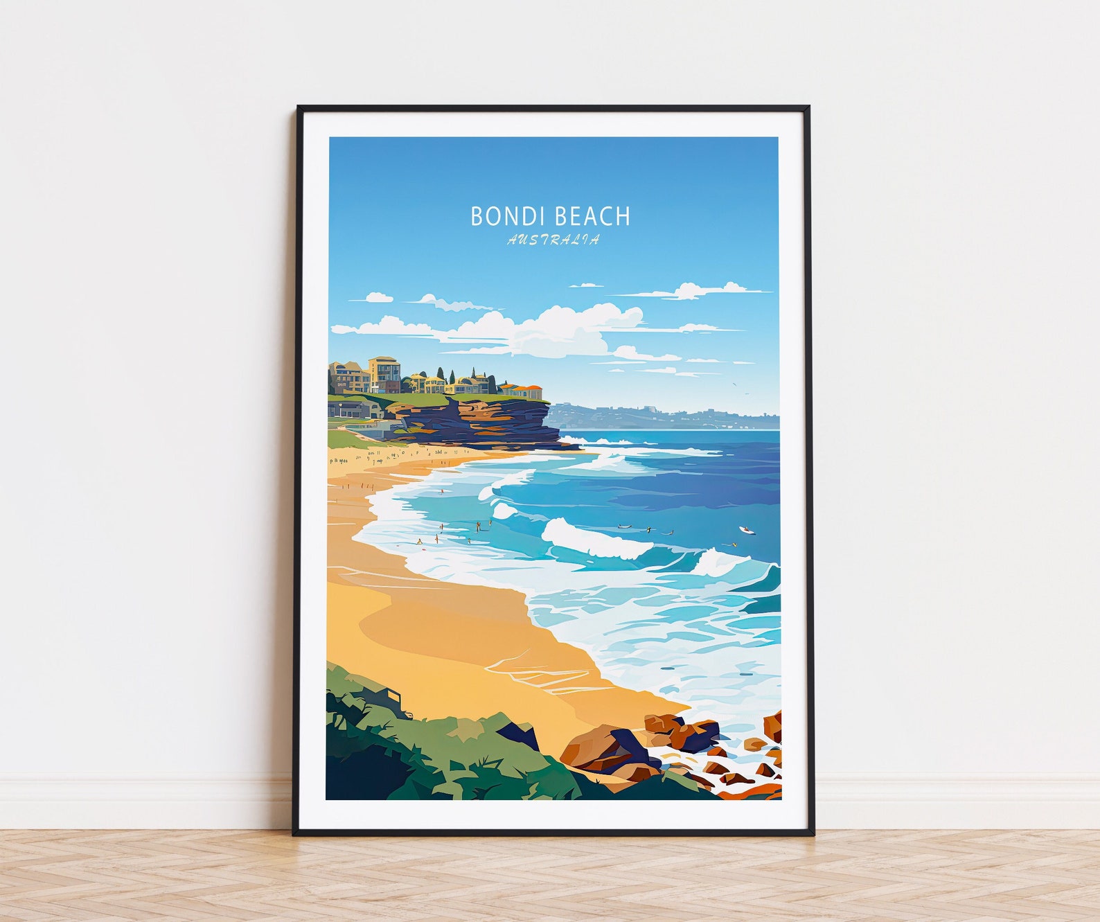 Bondi Beach Travel Poster, Australia Wall Art, Bondi Beach Print ...
