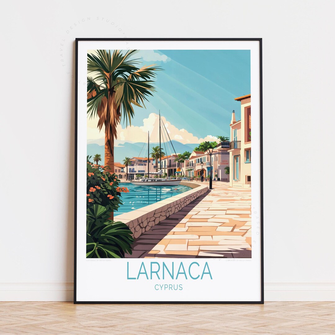 Larnaca Travel Poster, Cyprus Wall Art, Larnaca Cyprus Print, Birthday ...