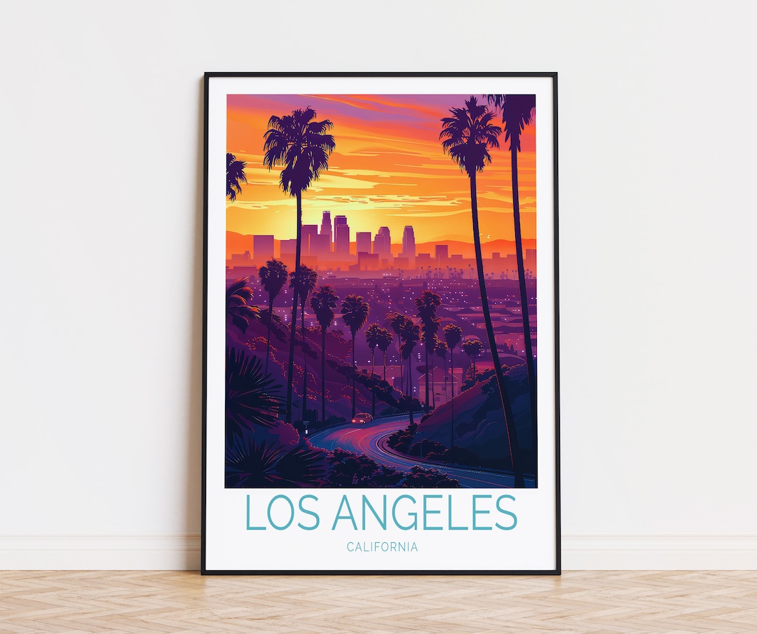 Los Angeles Travel Poster, California Wall Art, La California Wall ...