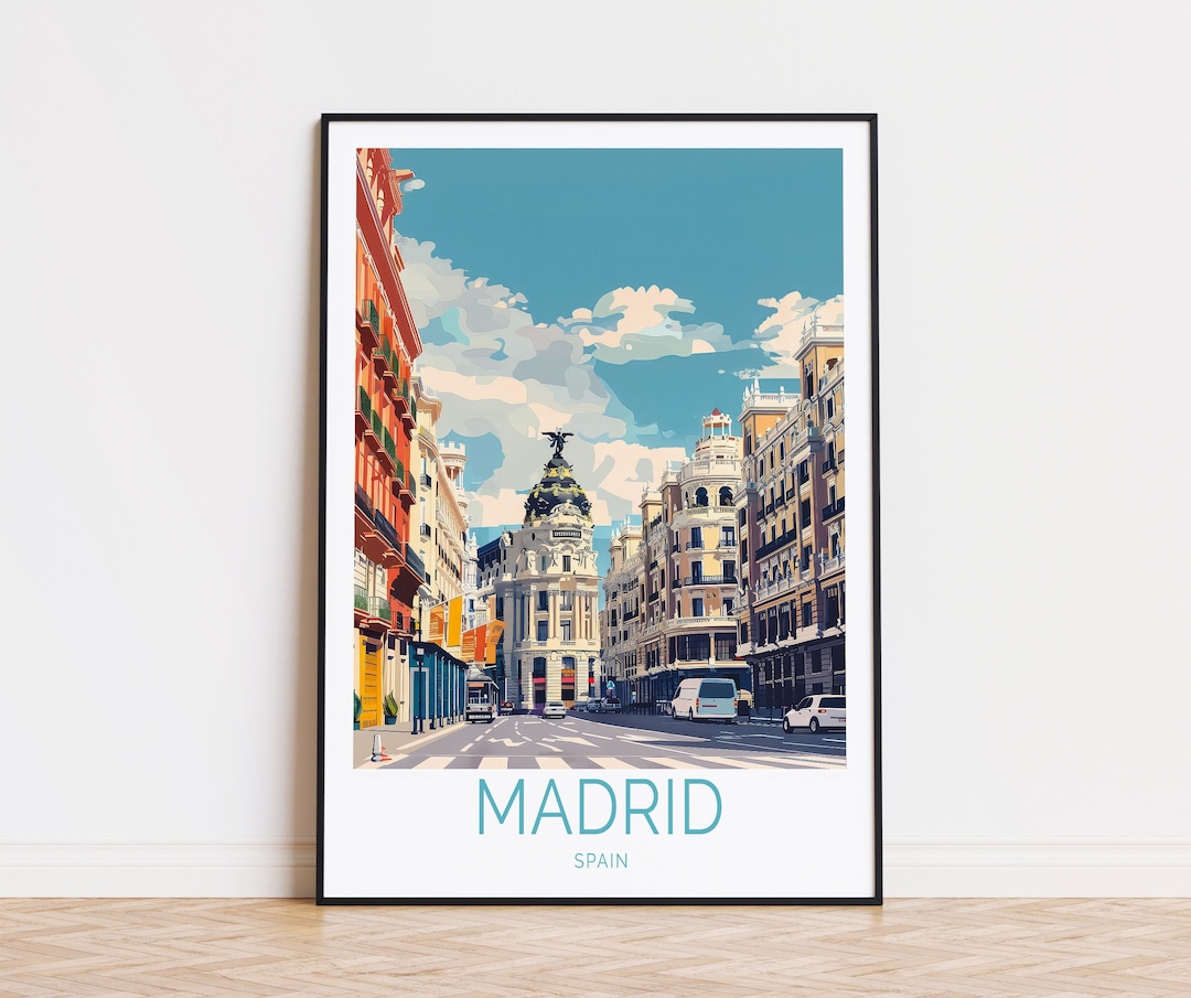 Madrid Travel Poster, Madrid Wall Art, Spain Madrid Print, Wedding ...