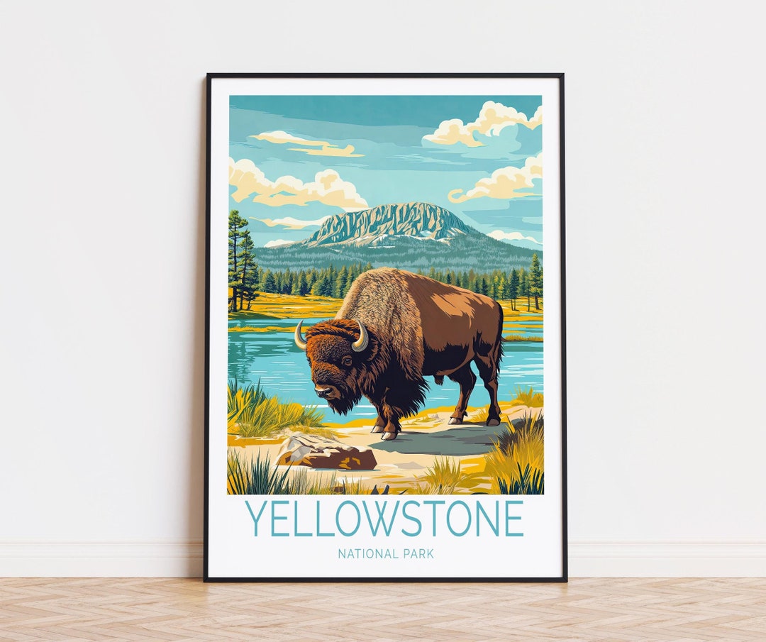 Yellowstone National Park Travel Poster, Yellowstone Travel Wall Art ...