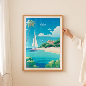 Aruba Caribbean Poster, Caribbean City Wall Art, Aruba Coast Print ...