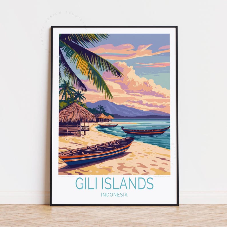 Gili Islands Indonesia Travel Poster, Indonesia Wall Art, Gili Islands ...
