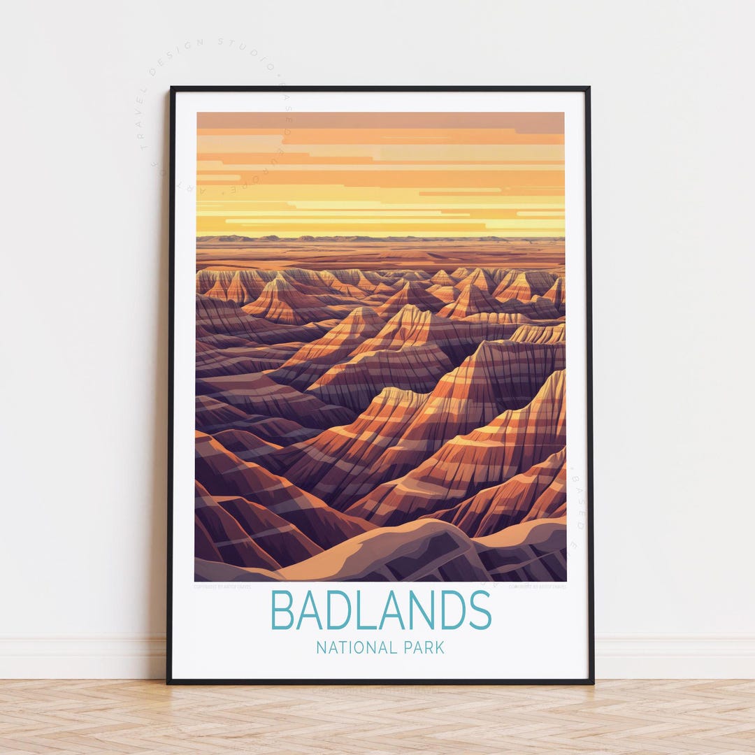 Badlands National Park Travel Poster, South Dakota Wall Art, Badlands ...