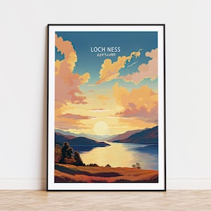 Loch Ness Scotland City Travel Poster, Scotland Wall Art, Loch Ness ...