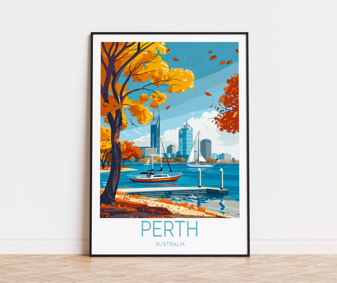 Perth Travel Poster, Australia Wall Art, Perth Print, Perth Coast ...