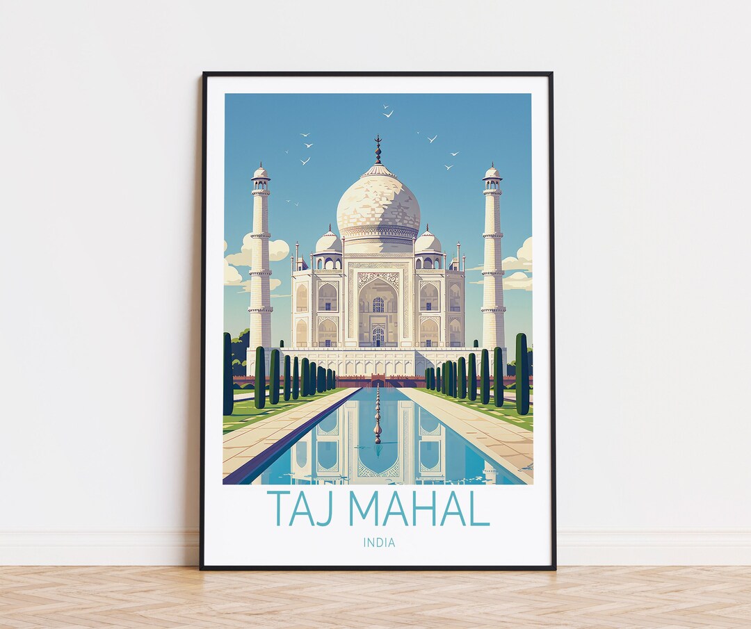 Taj Mahal Travel Poster, India Wall Art, Taj Mahal India Print ...