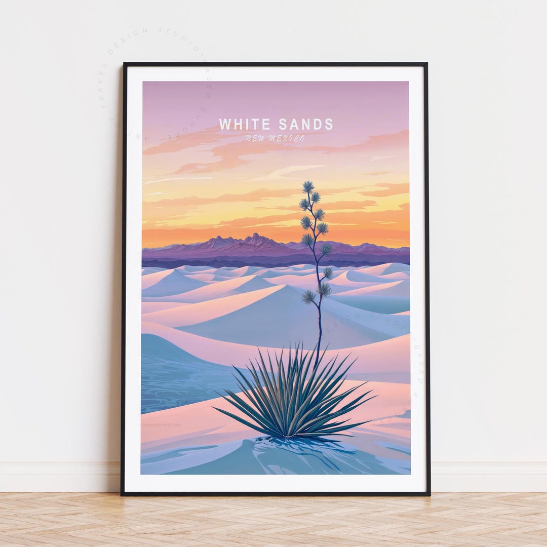 White Sands National Park Travel Poster, New Mexico Wall Art, White ...