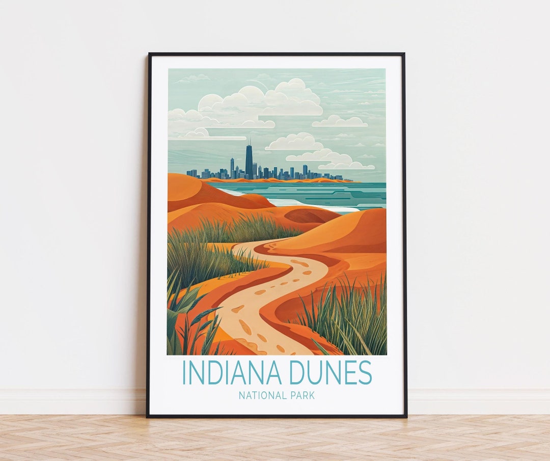 Indiana Dunes National Park Travel Poster, USA Wall Art, Indiana Dunes ...