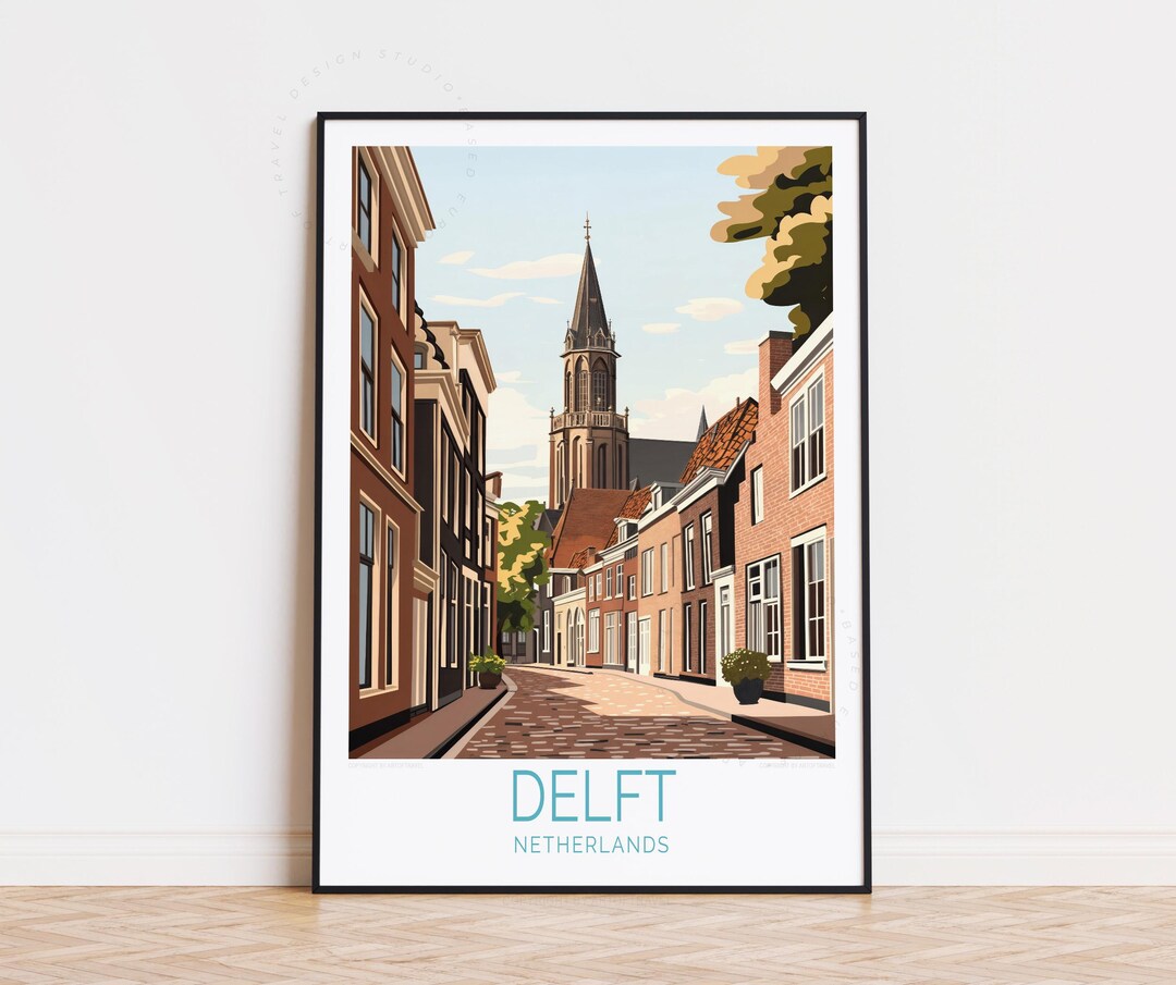 Delft Netherlands Travel Poster, Netherlands Wall Art, Delft Print ...