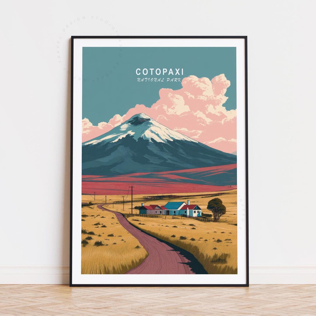 Cotopaxi National Park Travel Poster, Ecuador Wall Art, Cotopaxi Print ...