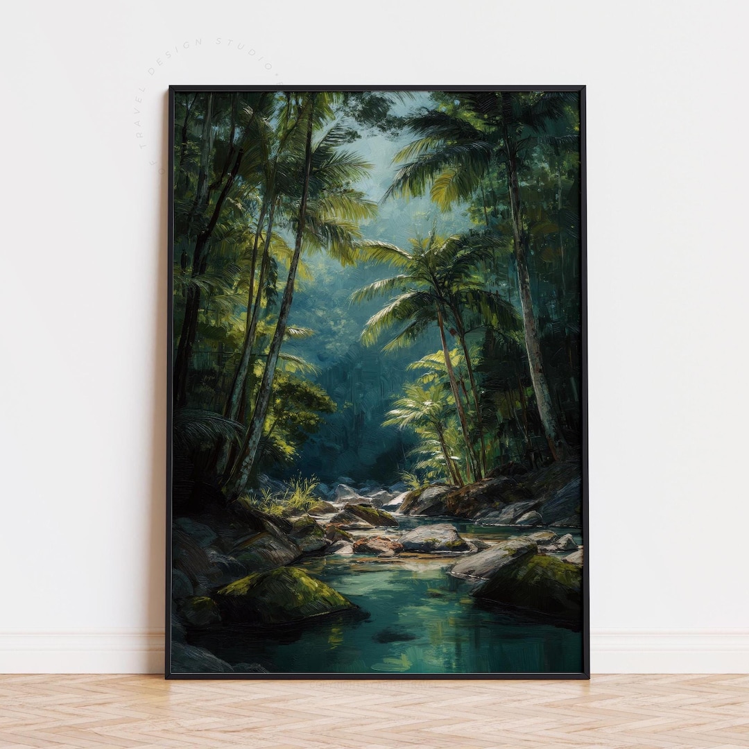 Daintree Rainforest Australia Oil Painting Travel Poster, Tropical ...