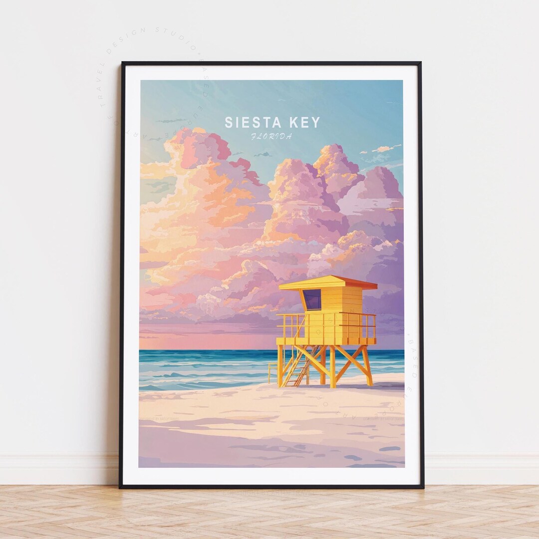 Siesta Key Florida Travel Poster, Florida Wall Art, Siesta Key Print ...