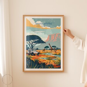 South Africa Travel Poster, Africa Wall Art, South Africa Safari Poster ...