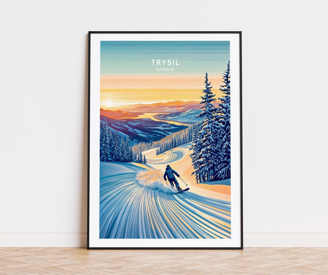 Trysil Norway Travel Poster, Norway Wall Art, Trysil Ski Area Print ...