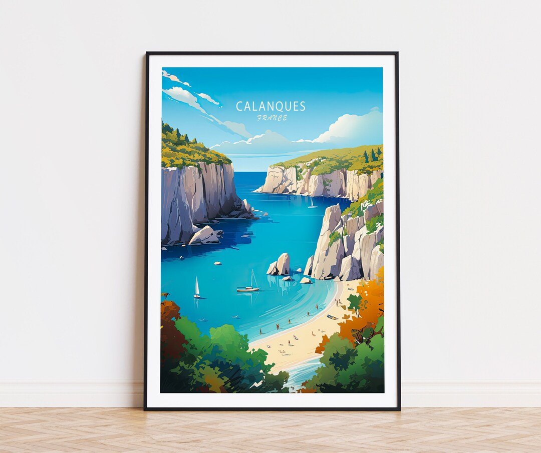 Calanques France Travel Poster, France City Wall Art, Calanques France ...