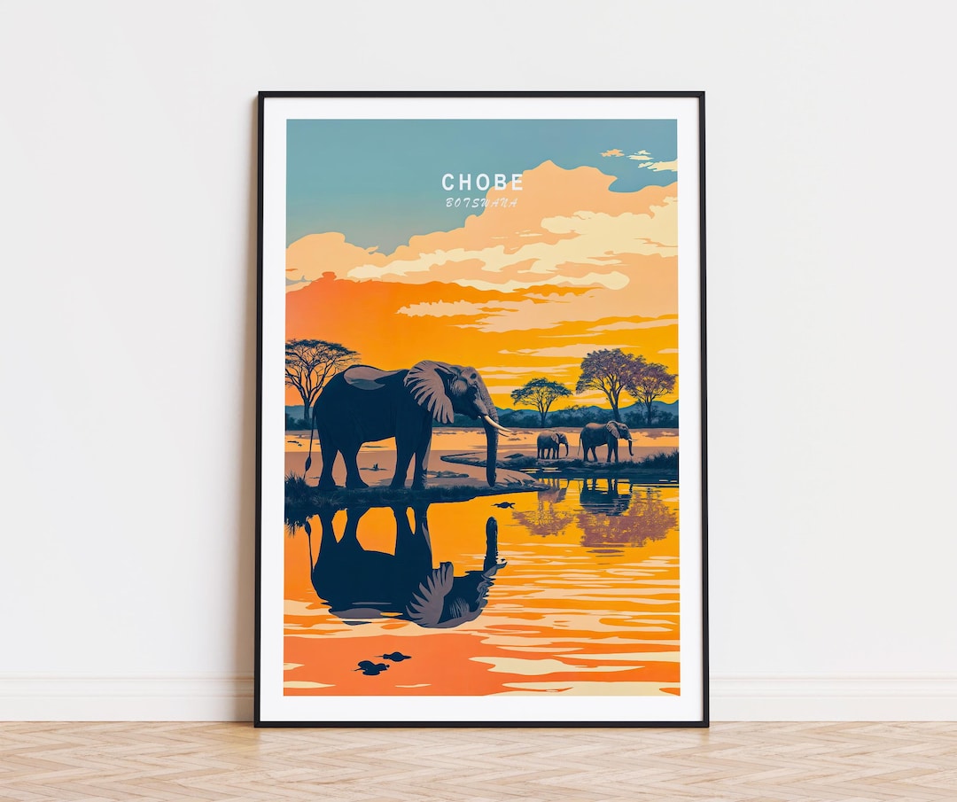 Chobe Botswana Travel Poster, Botswana Wall Art, Botswana National Park ...