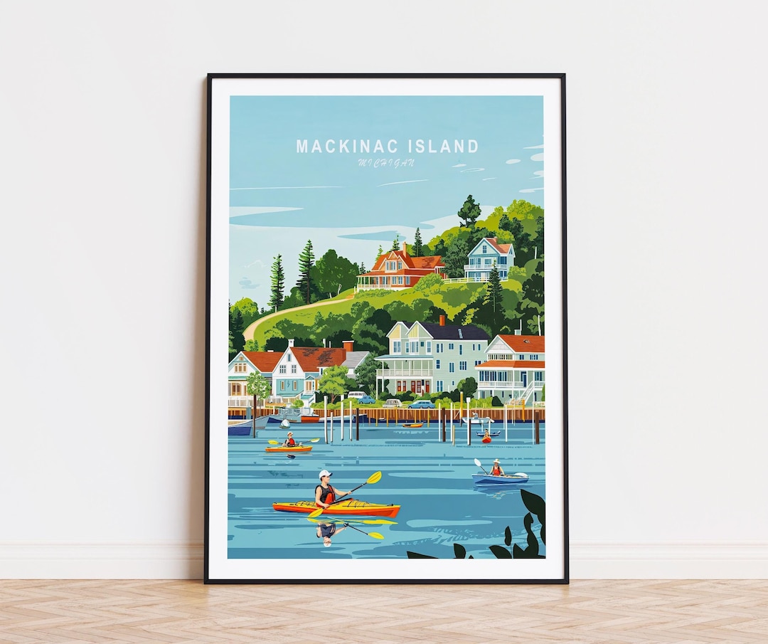 Mackinac Island Travel Poster, Mackinac Island Print, Michigan Wall Art ...