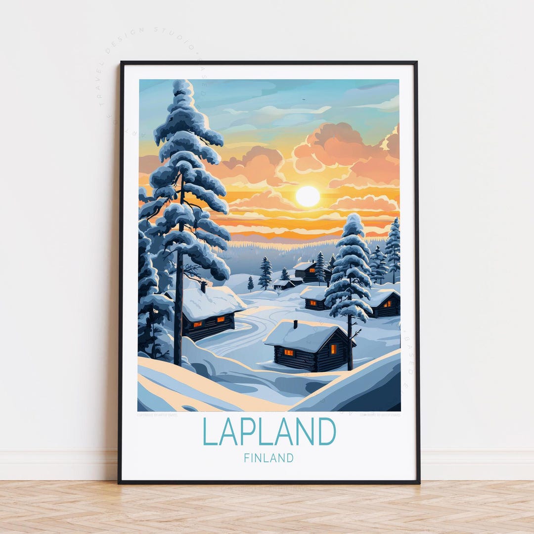 Lapland Finland Travel Poster, Finland Wall Art, Lapland Print, Home ...