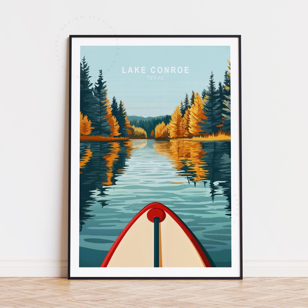 Lake Conroe Texas Travel Poster, Texas Wall Art, Lake Conroe Print ...