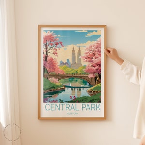 Central Park Travel Poster, New York Wall Art, Travel Poster, Central ...