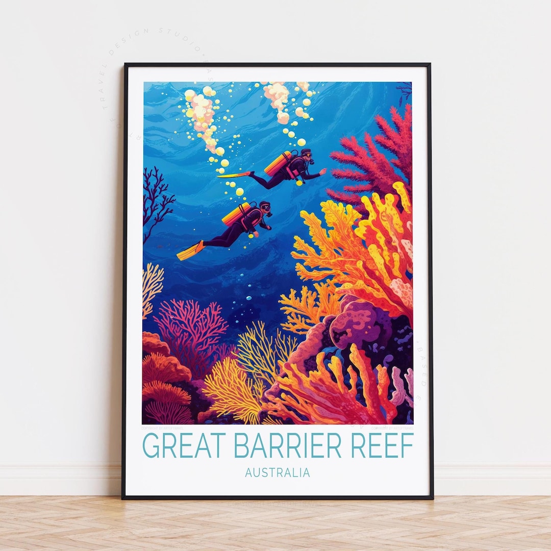 Great Barrier Reef Australia Travel Poster, Australia Wall Art, Great ...