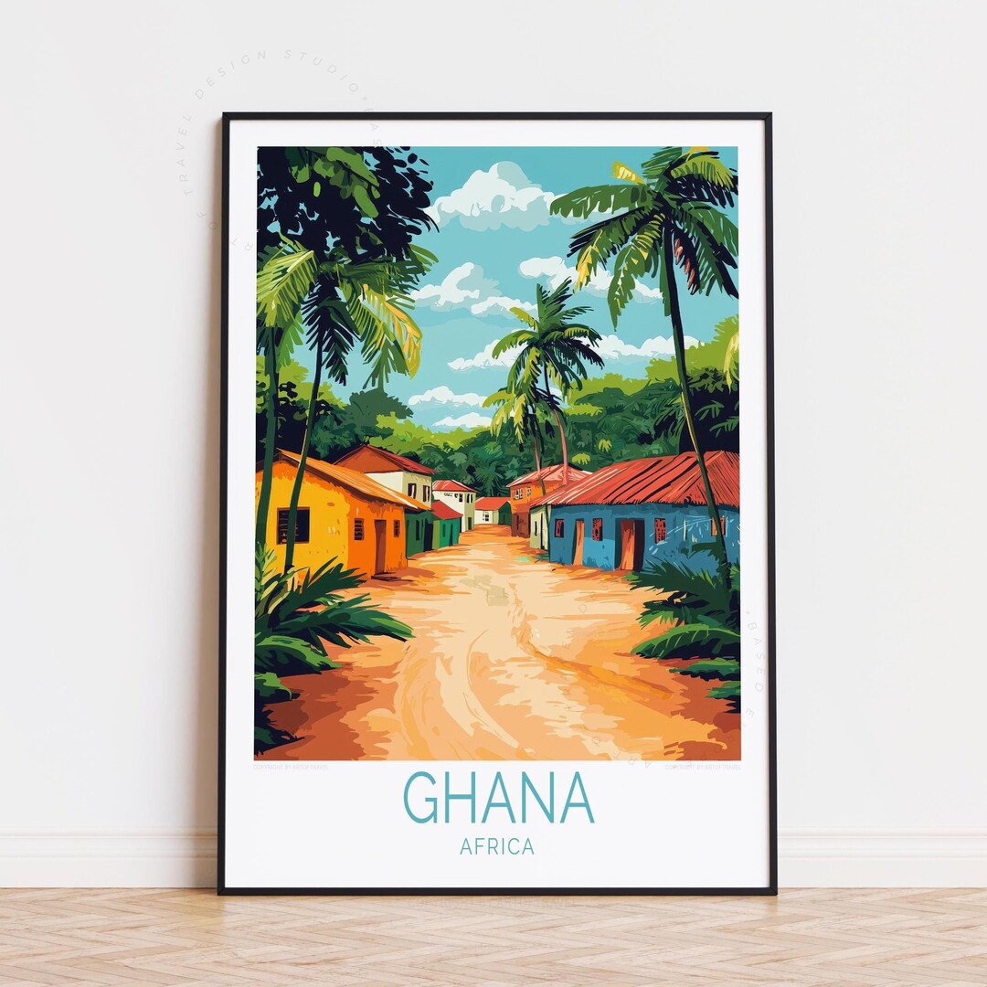 Ghana Africa Travel Poster, West Africa Wall Art, Ghana Print, Home ...