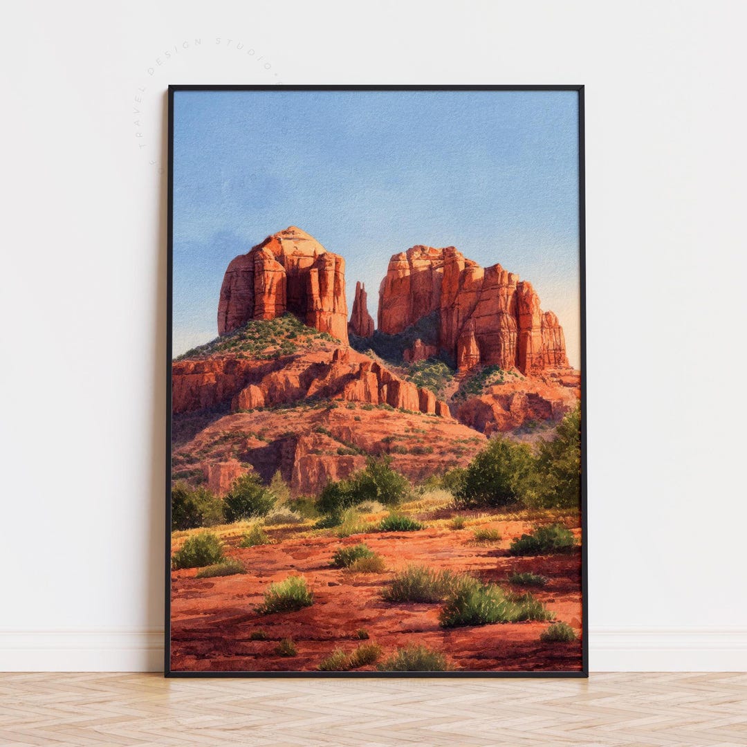 Pôster de viagem com pintura a óleo de Cathedral Rock, Arizona, arte de ...