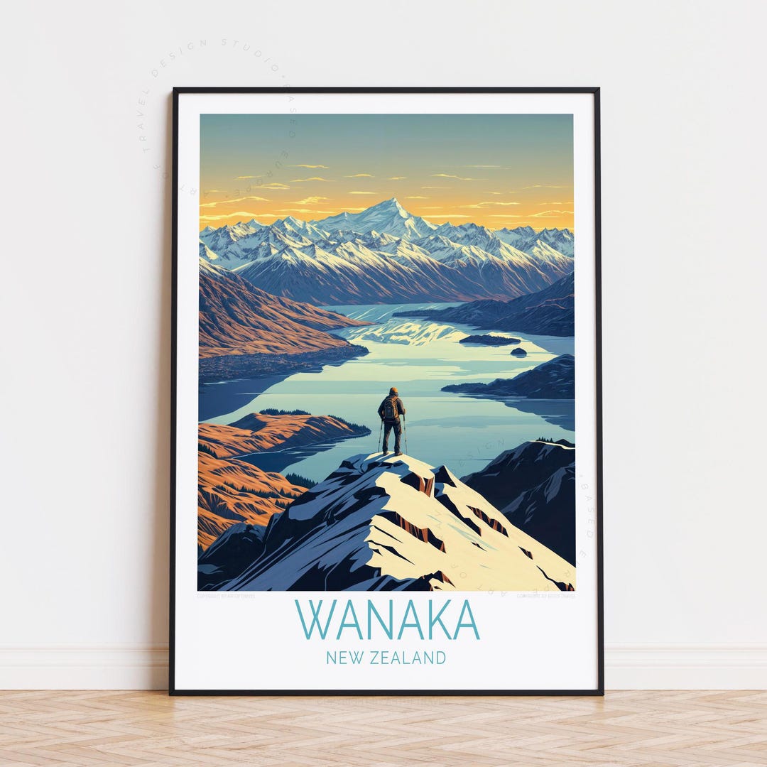 Wanaka Travel Poster, New Zealand Wall Art, Wanaka New Zealand Print ...
