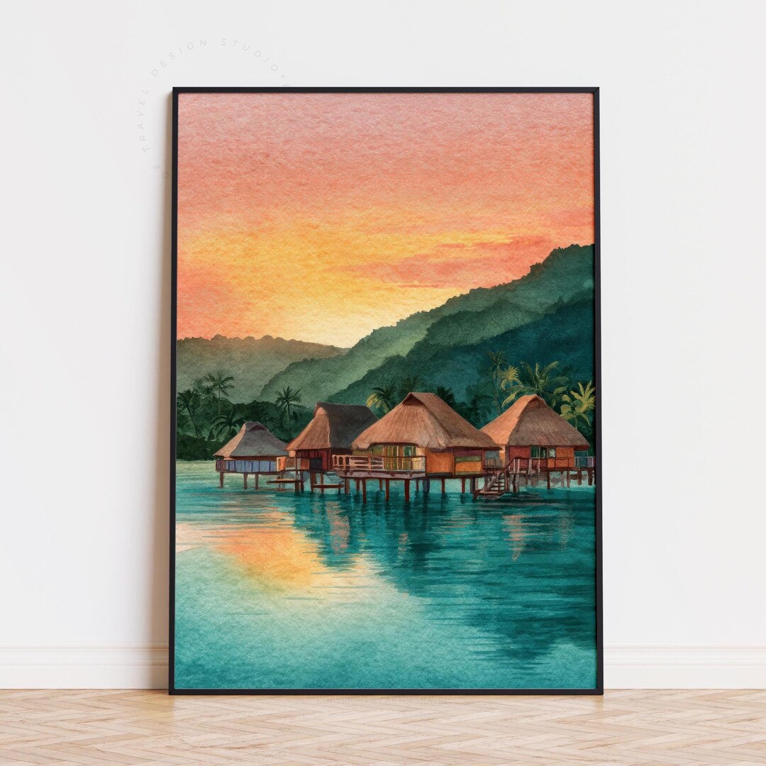 Tahiti Travel Poster, French Polynesia Watercolor Print, Tahiti ...