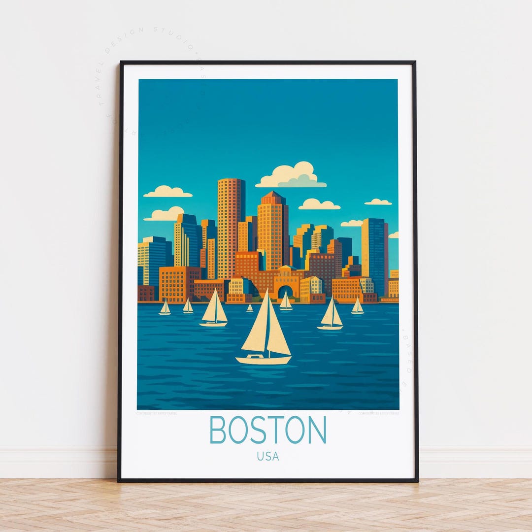 Boston USA Travel Poster, Massachusetts Wall Art, Boston Print, Home ...