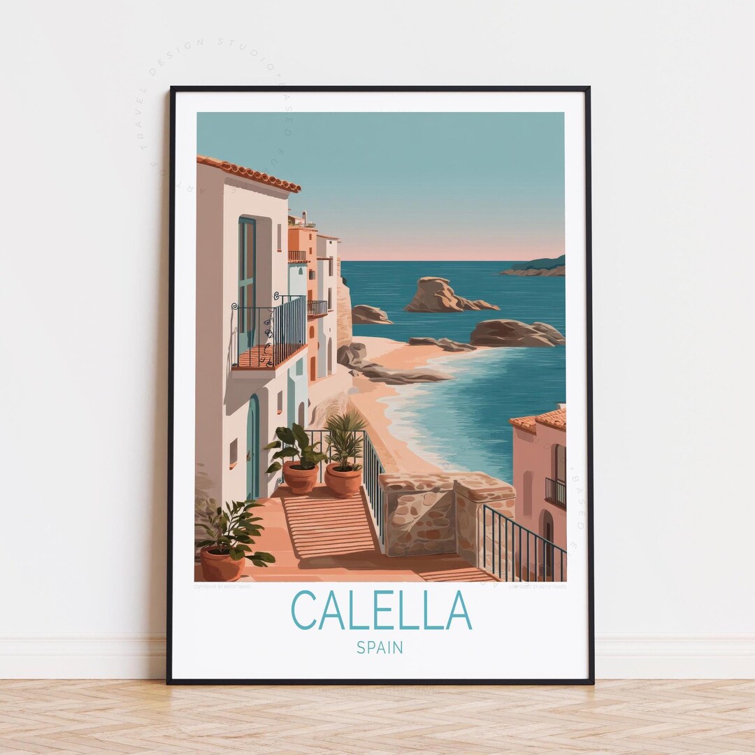 Calella Travel Poster, Spain Wall Art, Calella Spain Print, Wedding ...