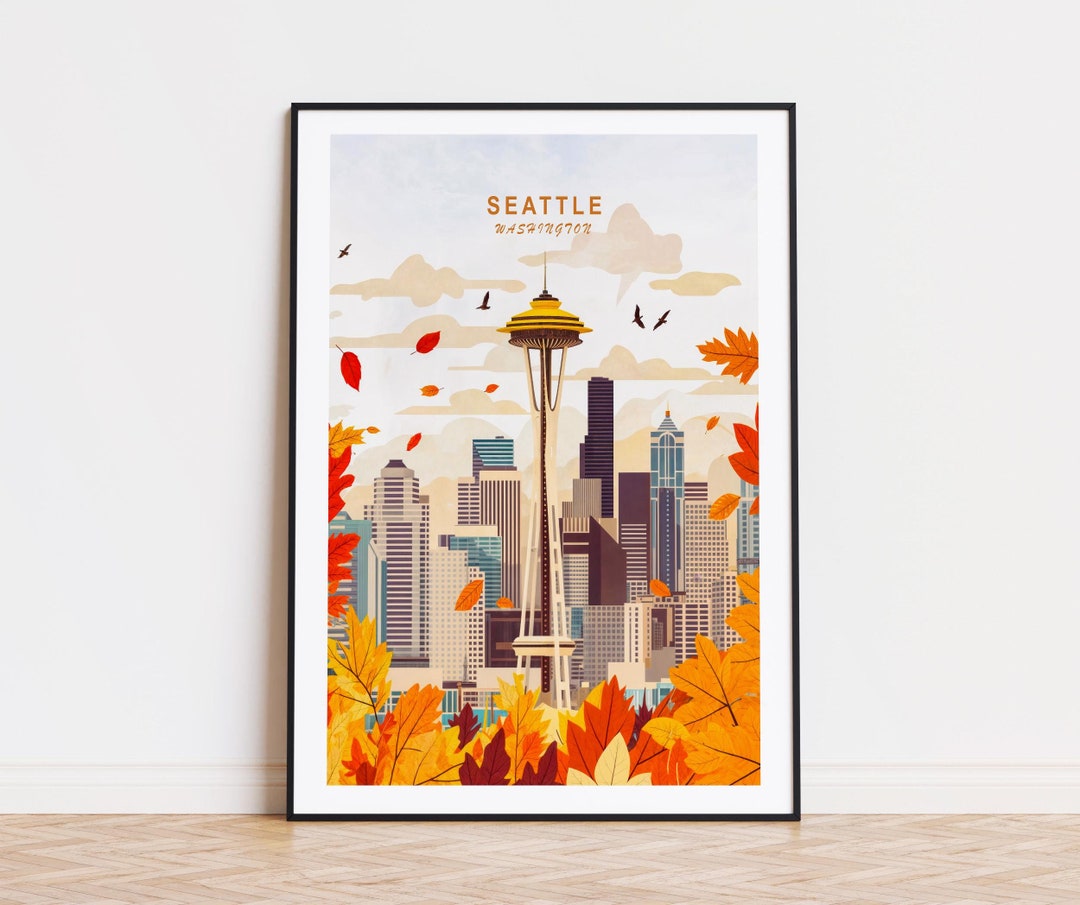 Seattle Travel Poster, Washington Wall Art, Seattle Washington Print ...