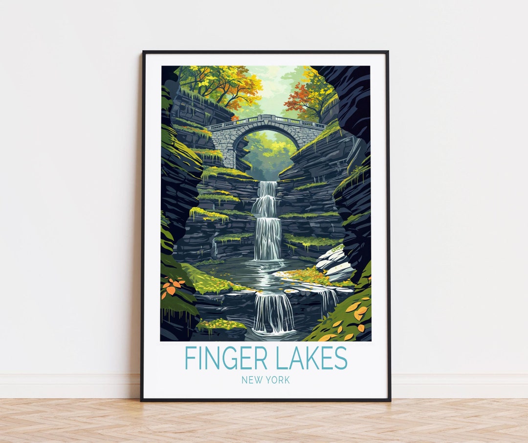 Finger Lakes Travel Poster, New York Wall Art, Finger Lakes New York ...