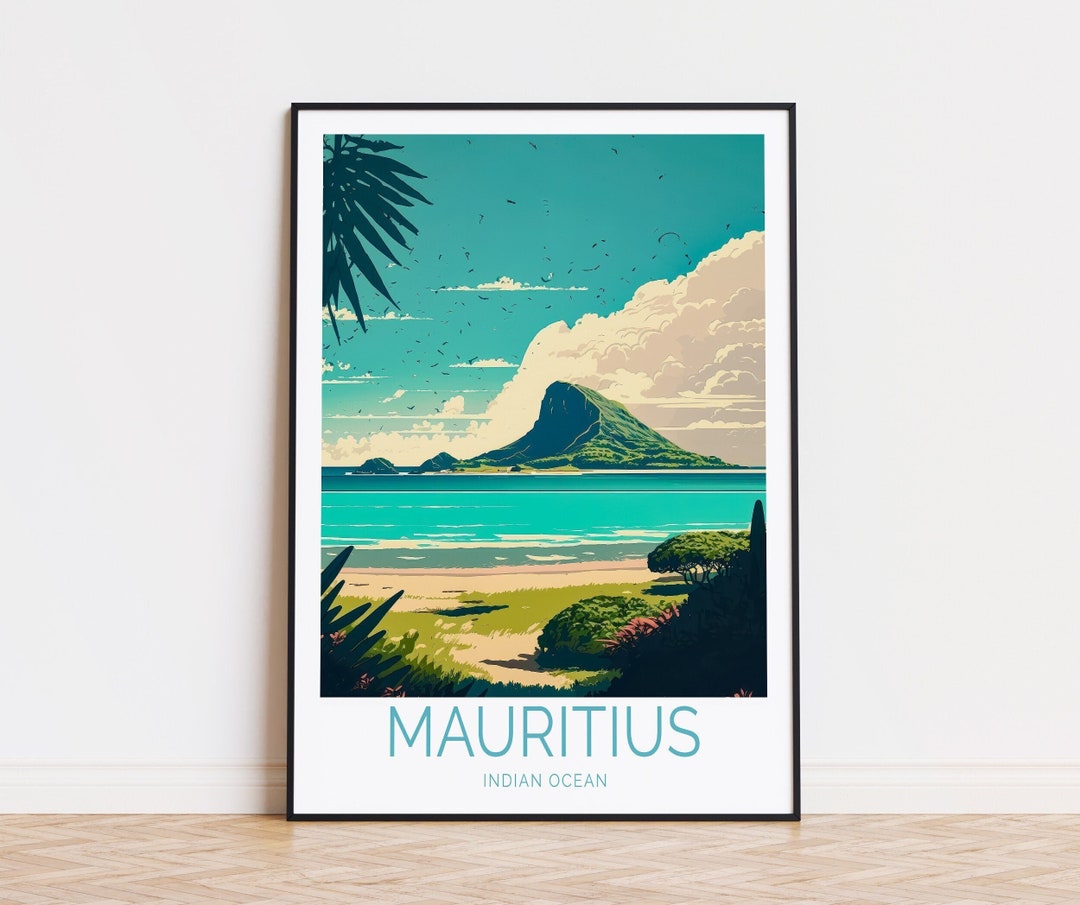 Mauritius Travel Poster, Indian Ocean Wall Art, Mauritius Print, Coast ...
