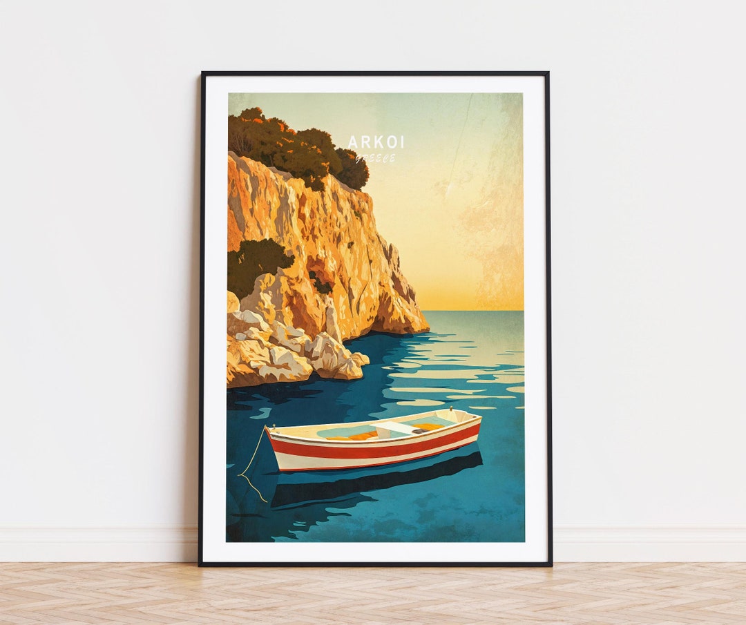 Arkoi Greece Travel Poster, Greece Wall Art, Arkoi Print, Birthday ...