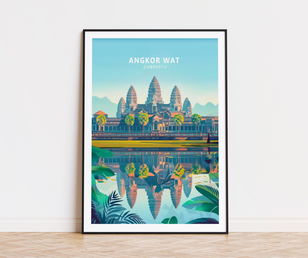 Angkor Wat Travel Poster, Cambodia Angkor Wat Wall Art, Custom Travel ...