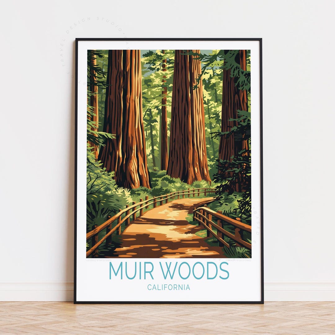 Muir Woods Travel Poster, California Wall Art, Muir Woods National ...